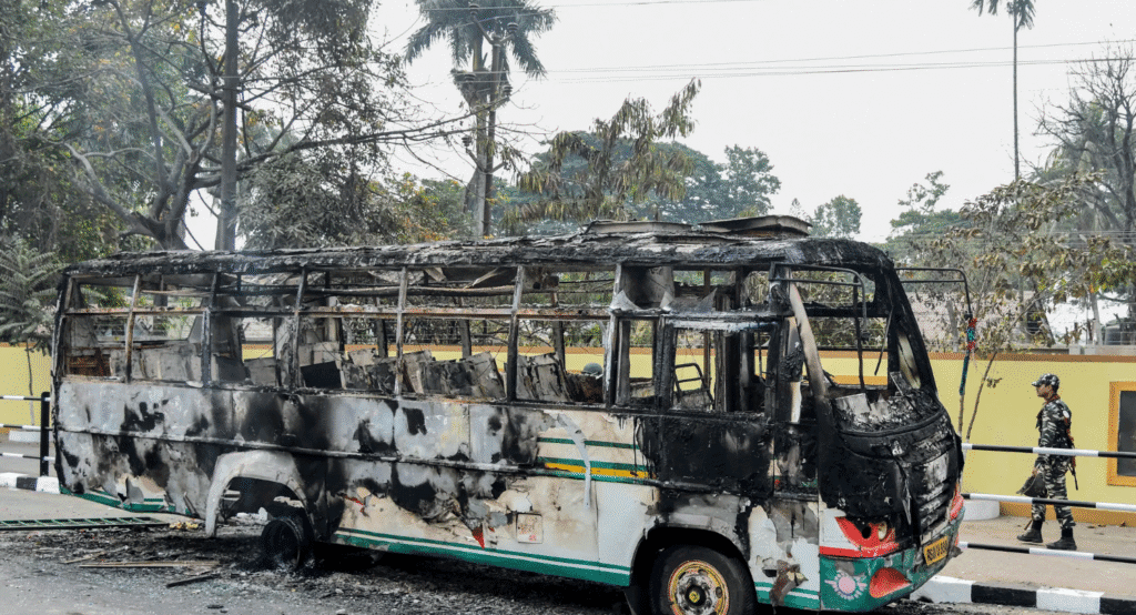 A bus fire in India kills at least 20 people