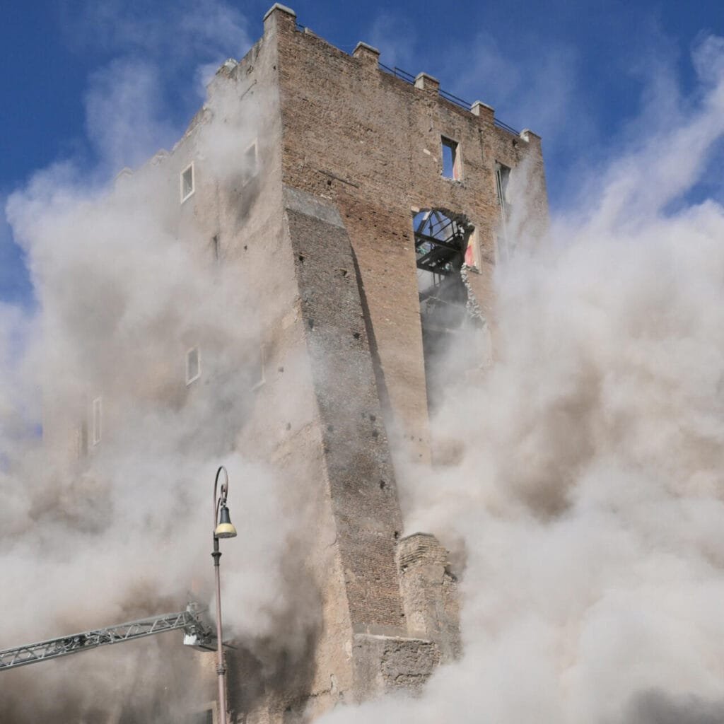 A historic medieval tower in Rome collapsed during restoration work